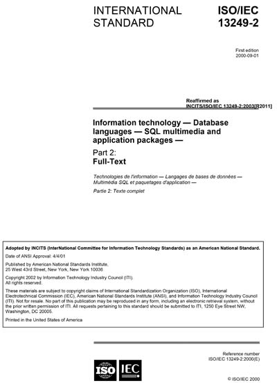INCITS/ISO/IEC 13249-2:2003[R2011] - Information Technology - Database ...